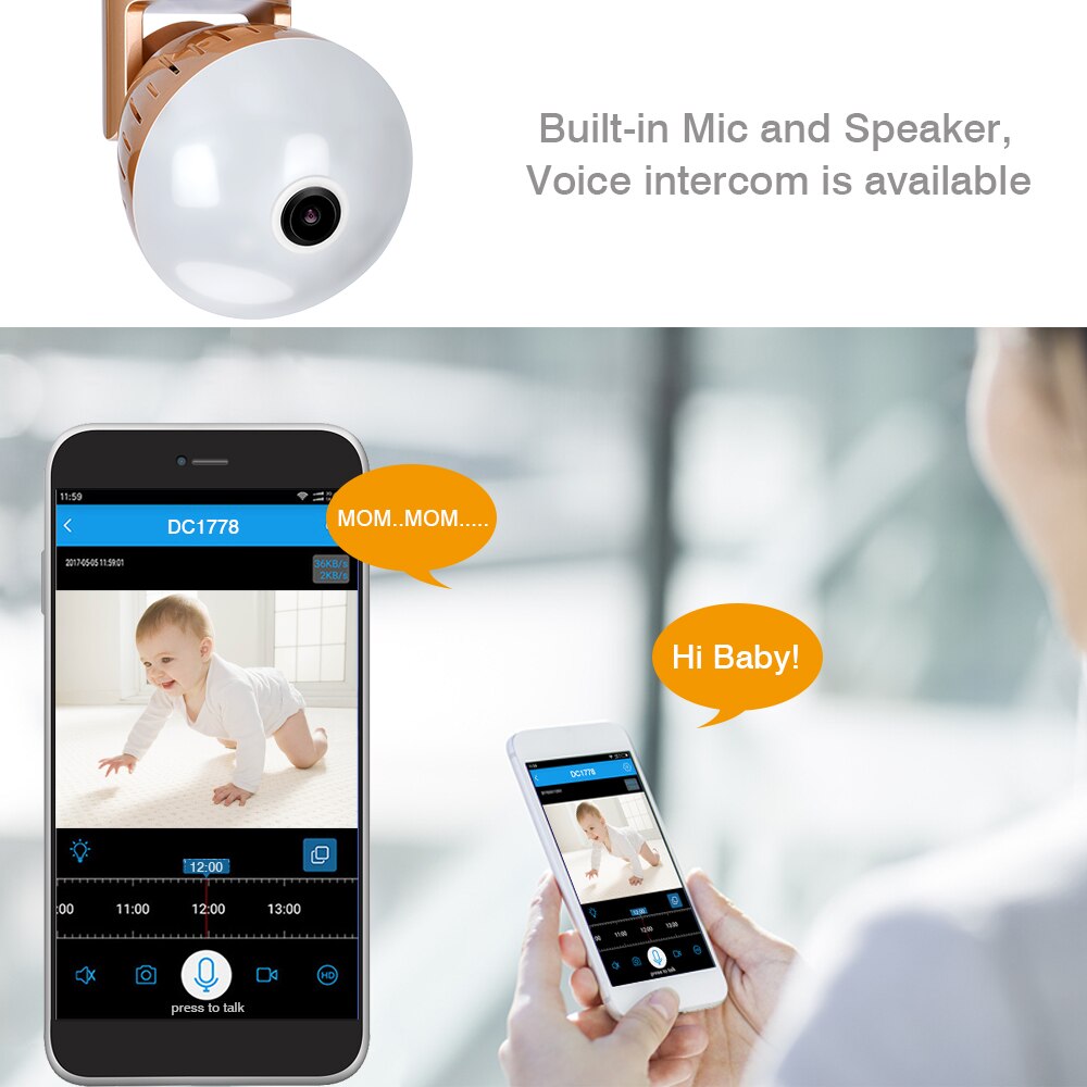 Buy quality Wireless Surveillance Camera HD Home Wifi Camera Full Color ...